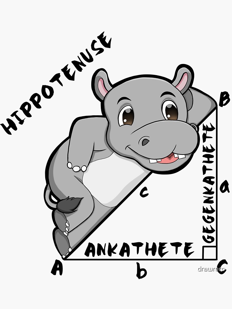 "Hippotenuse - The Pythagorean Theorem" Sticker for Sale by drawrero ...