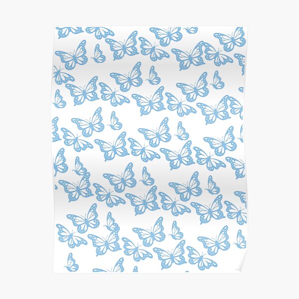 "Light Blue Butterfly Pattern" Poster for Sale by Elestiae | Redbubble