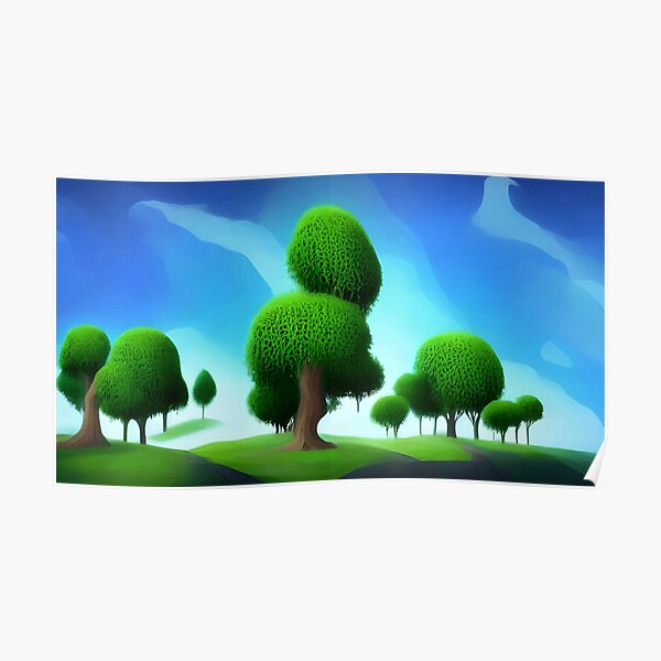 "Big trees landscape." Poster for Sale by Art-Vibrations | Redbubble