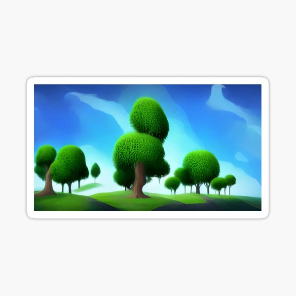 "Big trees landscape." Sticker for Sale by Art-Vibrations | Redbubble