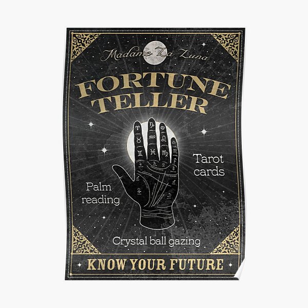 "Fortune Teller vintage style palm reading sign" Poster for Sale by ...
