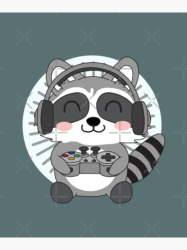 "Cute Raccoon Playing Video Games Funny" Poster for Sale by NQ-Artist ...