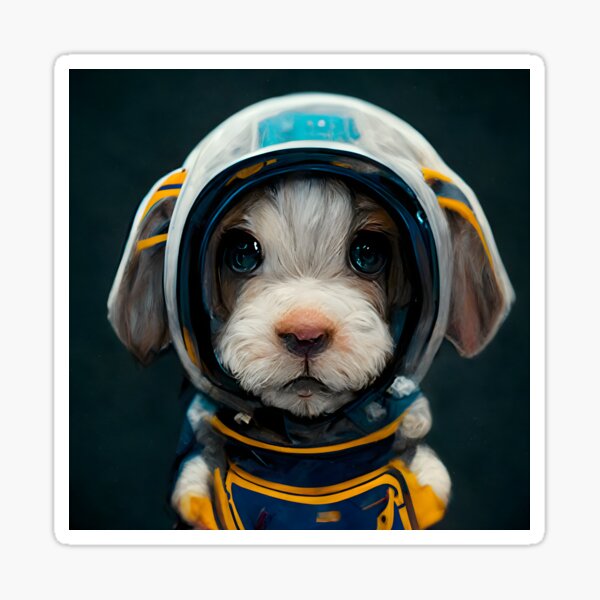 "Astronaut Puppy in Spacesuit" Sticker for Sale by phantasiartz | Redbubble