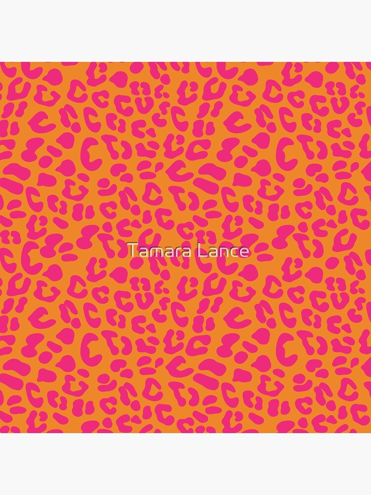 "80s Leopard Print Pattern in Orange and Hot Pink" Throw Pillow for ...