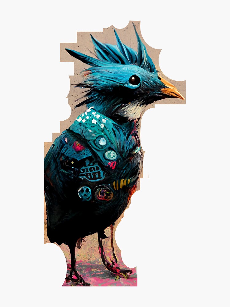 "Pastel Punk Blue Bird" Sticker for Sale by Dimensionaught | Redbubble
