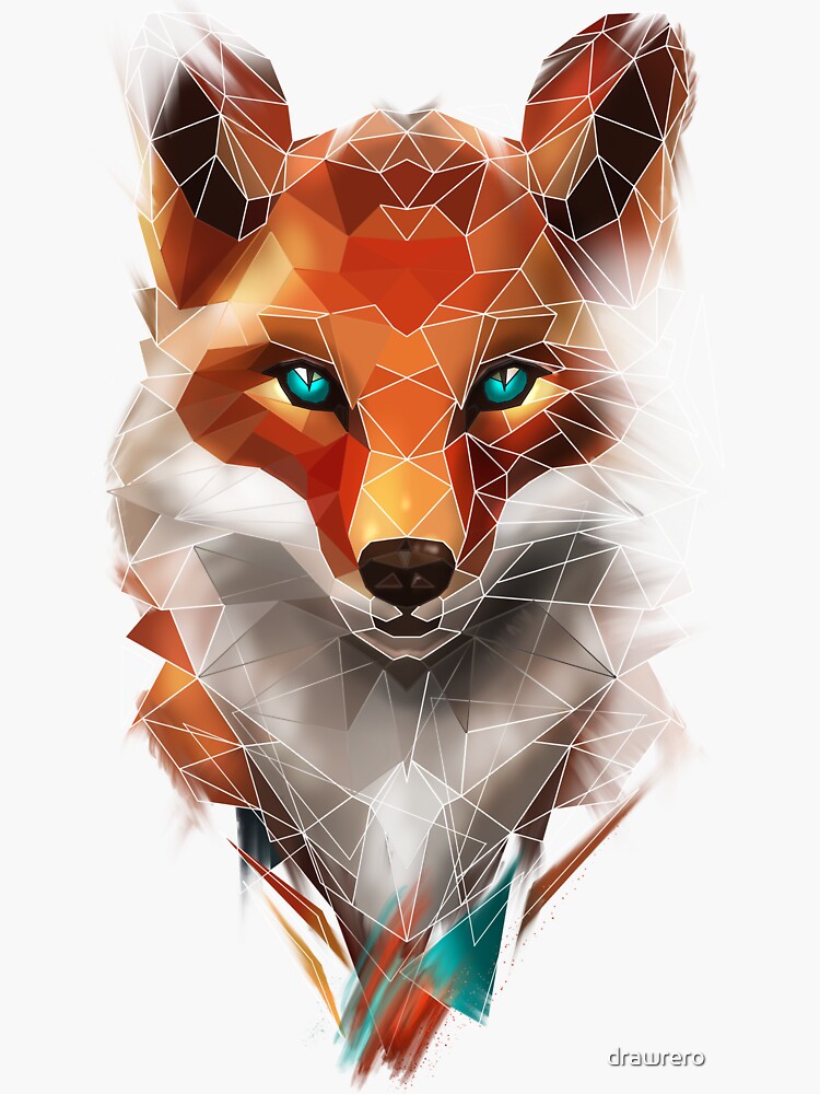 "Low Poly Fox Geometric Design Triangles" Sticker for Sale by drawrero ...