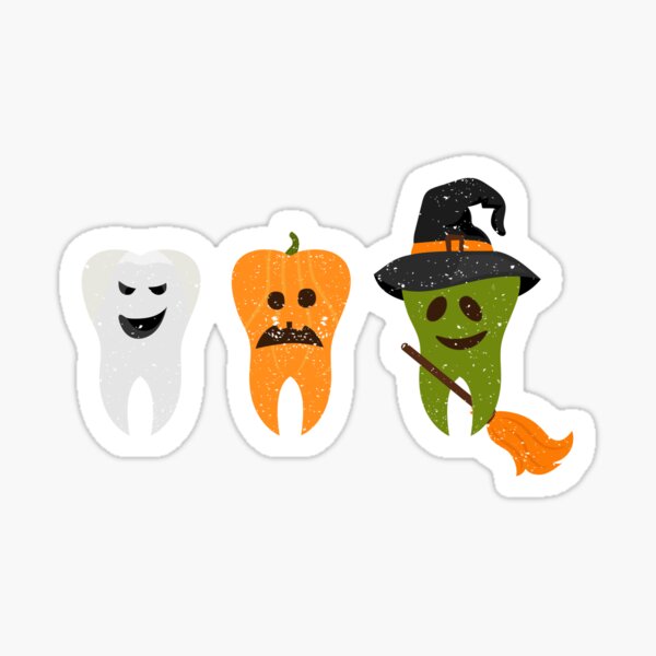 "Teeth Ghost Pumpkin Witch Cute Dentist" Sticker for Sale by Yanyo ...