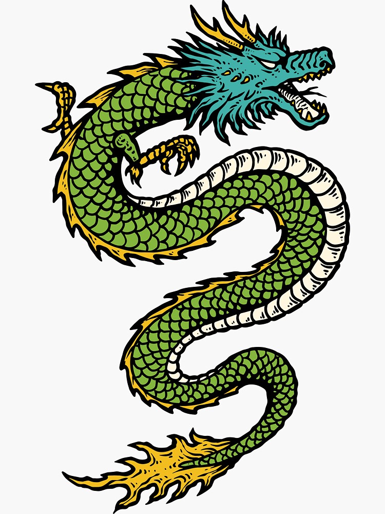 "Green Japanese Dragon" Sticker for Sale by Jade-Fantasy | Redbubble
