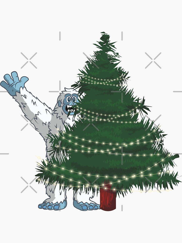 "Christmas tree and Yeti" Sticker for Sale by AlfabetDesign | Redbubble