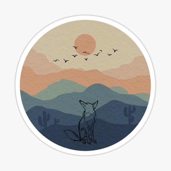 "Fox in desert" Sticker for Sale by PeshaArtist | Redbubble