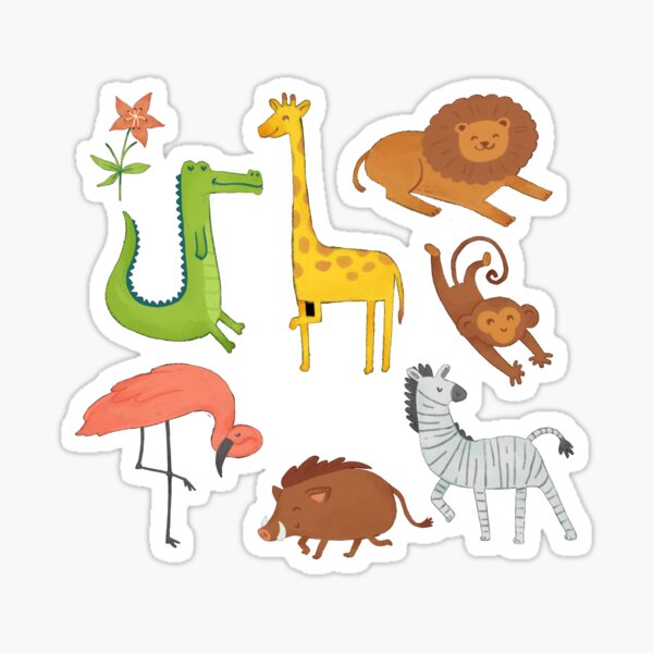 "Cute jungle sticker pack" Sticker for Sale by beskrajem | Redbubble
