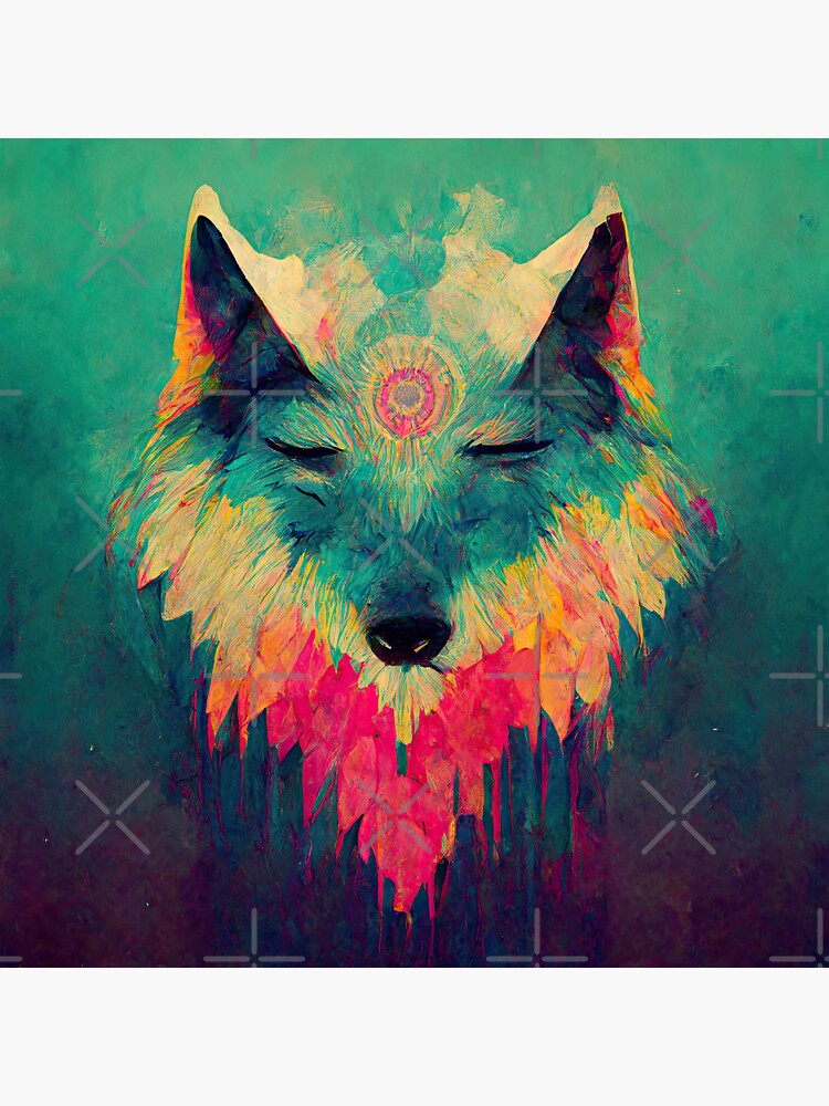 "Psychedelic Wolf Aesthetic No. 2" Sticker for Sale by WolfPack-Art ...