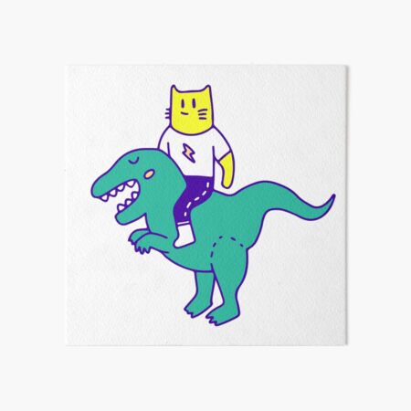 "Cute cartoon cat riding a T-rex dinosaur " Art Board Print for Sale by ...