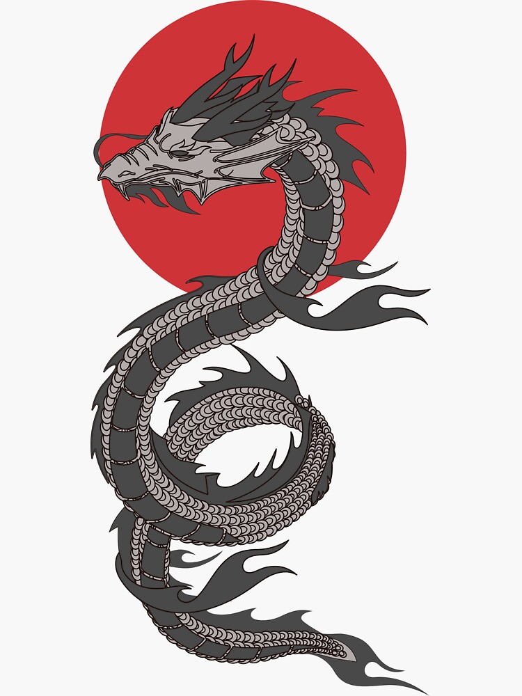 "Black And White Japanese Dragon" Sticker for Sale by Jade-Fantasy ...