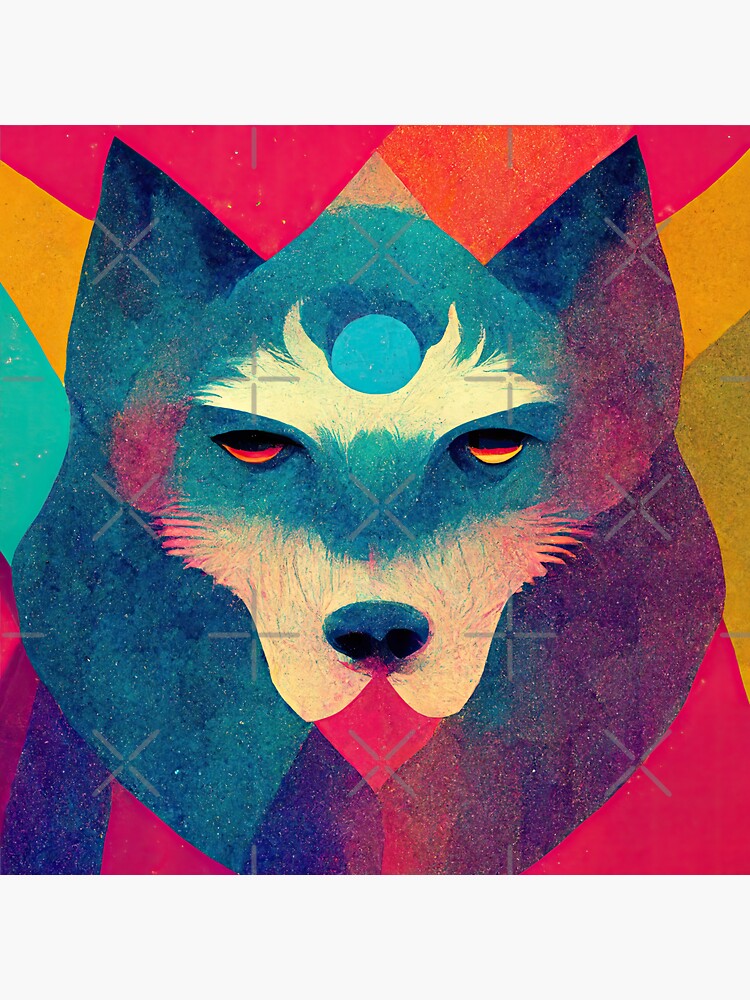 "Psychedelic Wolf Aesthetic No. 4" Sticker for Sale by WolfPack-Art ...