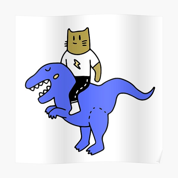 "Cute cartoon cat riding a T-rex dinosaur " Poster for Sale by haRexia ...