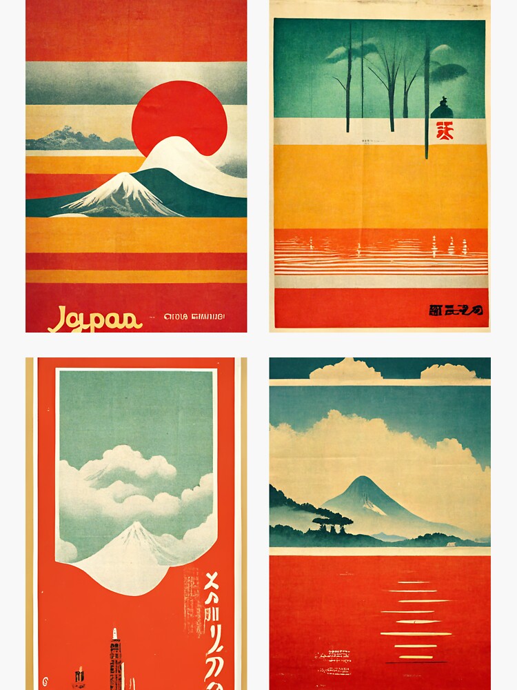 "Fictional japanese vintage advertising poster as collage" Sticker for ...