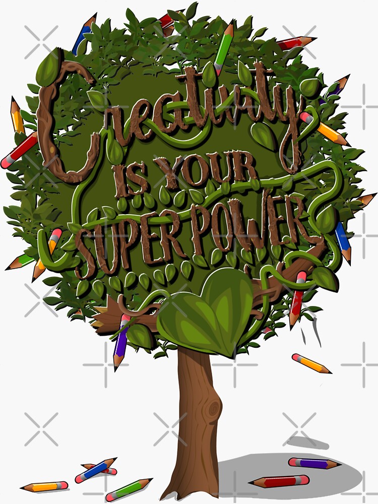 "Creativity is your super power pencil tree" Sticker for Sale by ...
