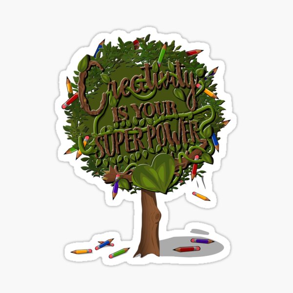 "Creativity is your super power pencil tree" Sticker for Sale by ...