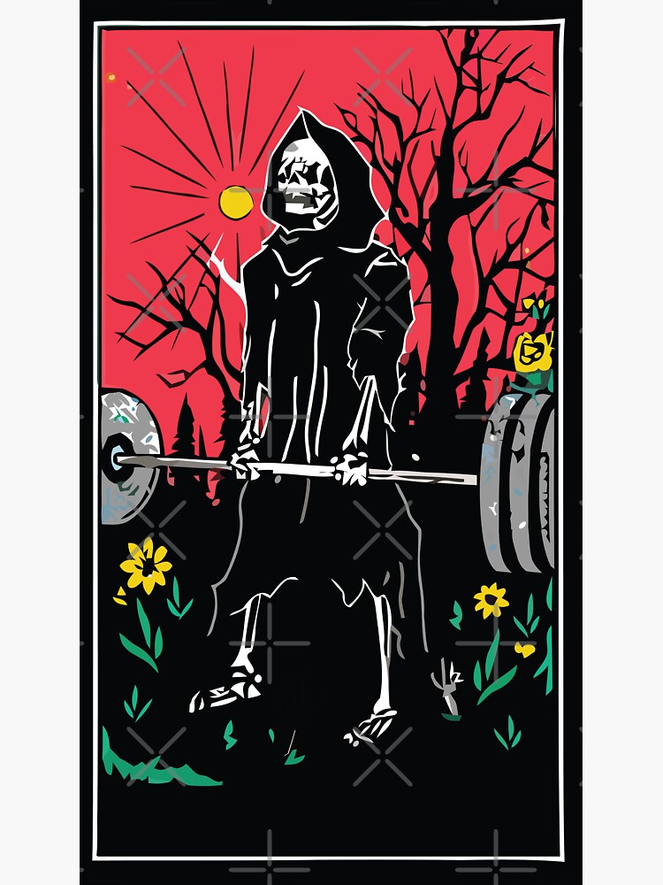 "Tarot Card Funny Gym Deadlifts Workout Occult Reading Reader " Sticker ...