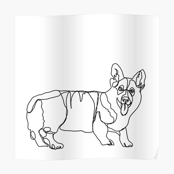 "Cute Corgi Line Drawing" Poster for Sale by grimwoodforest | Redbubble