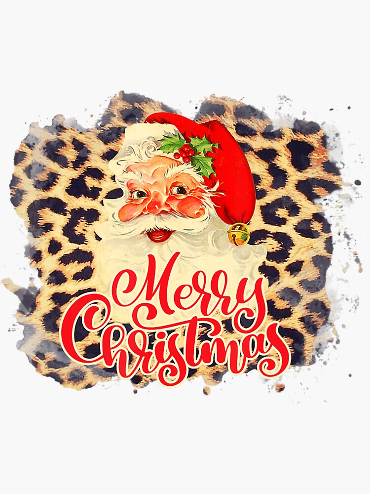 "Leopard Vintage 70s Santa Merry Christmas Santa Claus Face New ...