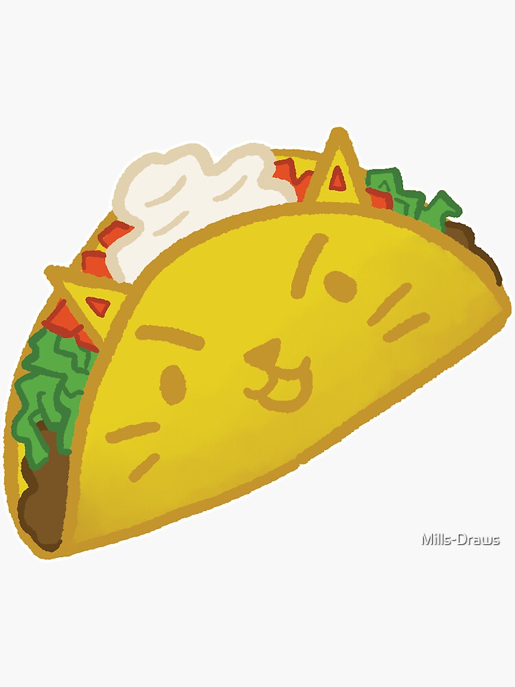 "Mean Taco Cat" Sticker for Sale by Mills-Draws | Redbubble
