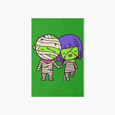 "Kawaii Cute Halloween Mummies // Boy & Girl Mummy Couple" Art Board ...