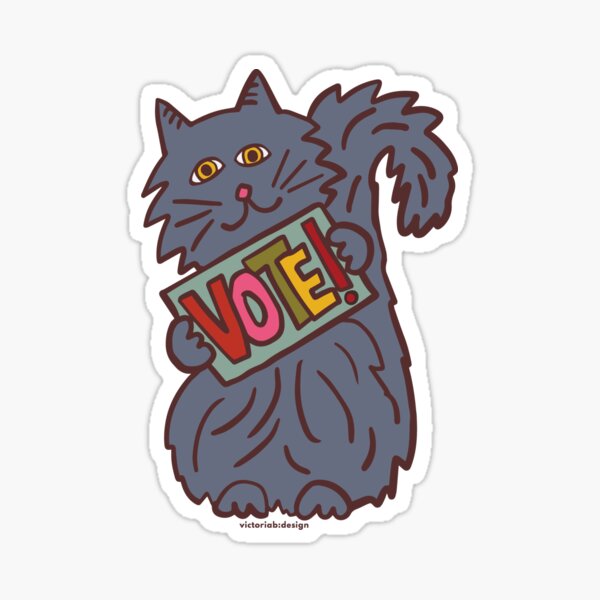 "Cat Lover Vote Illustration Cartoon Magnet Sticker Card Blue Pink ...