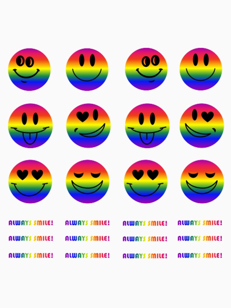 "Always smile rainbow emoji sticker pack" T-shirt for Sale by ...