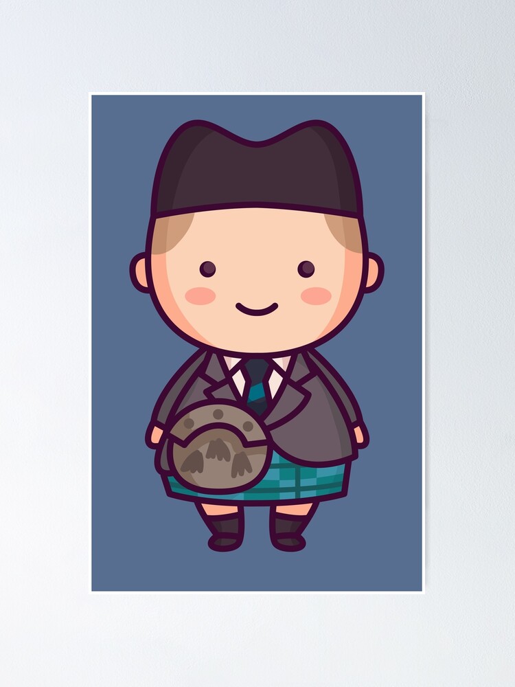 "Kawaii Cute Traditional Scottish Man Cartoon" Poster for Sale by ...