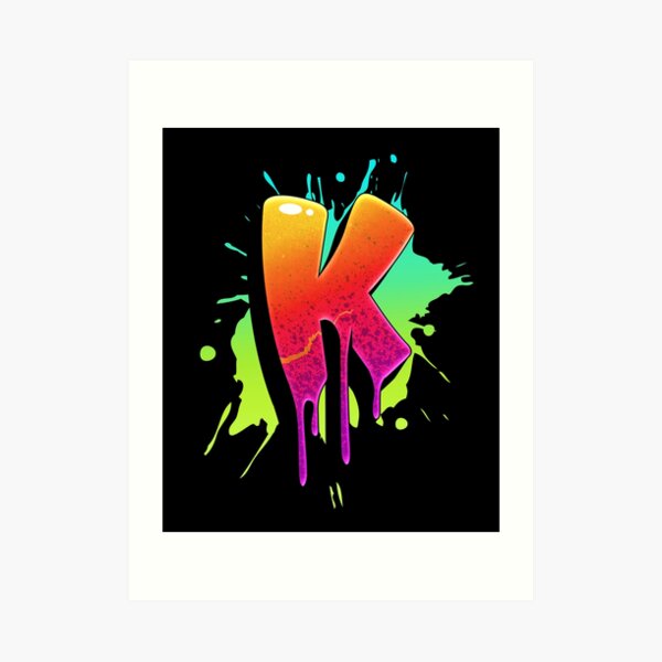 "Graffiti Letters K Letter Colorful Paint Splash Style" Art Print for ...