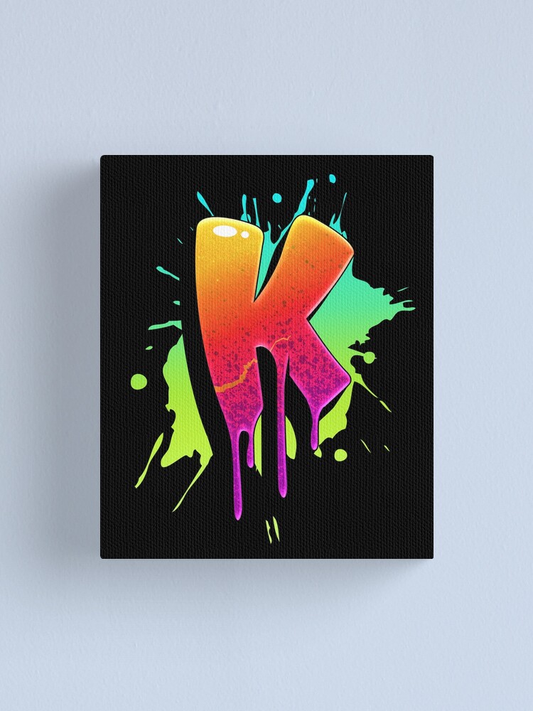 "Graffiti Letters K Letter Colorful Paint Splash Style" Canvas Print ...