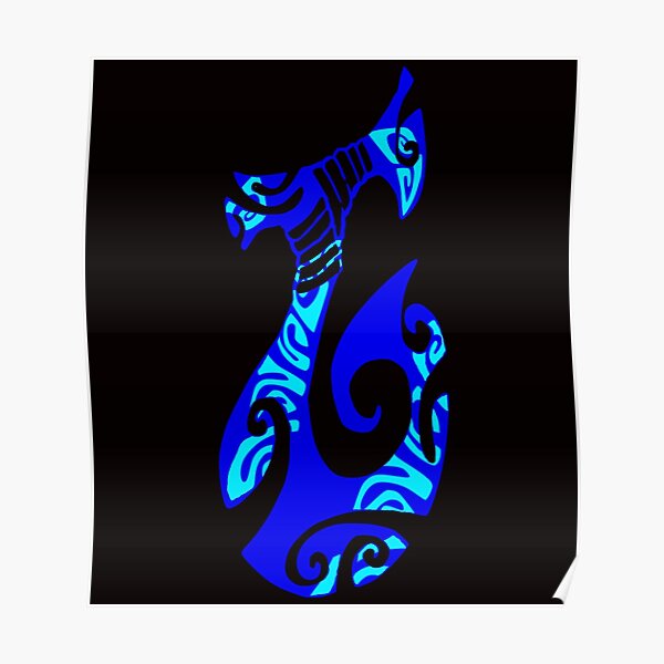 "MATAU - Blue (Polynesian hook)" Poster for Sale by Nesian-Tahiti ...