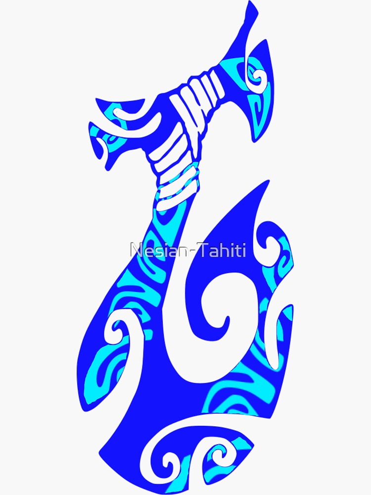 "MATAU - Blue (Polynesian hook)" Sticker for Sale by Nesian-Tahiti ...