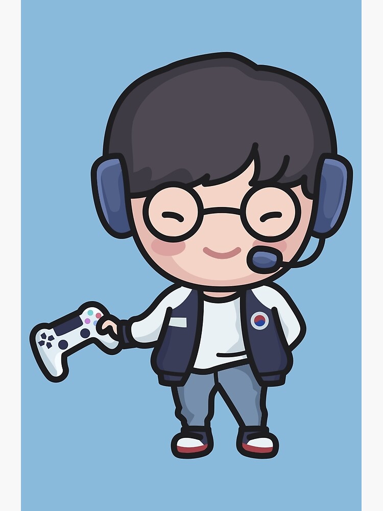 "Kawaii Cute Korean Gamer Kid Cartoon" Art Print for Sale by ...