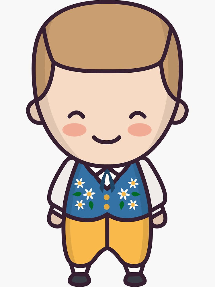 "Kawaii Cute Traditional Swedish Boy Cartoon" Sticker for Sale by ...