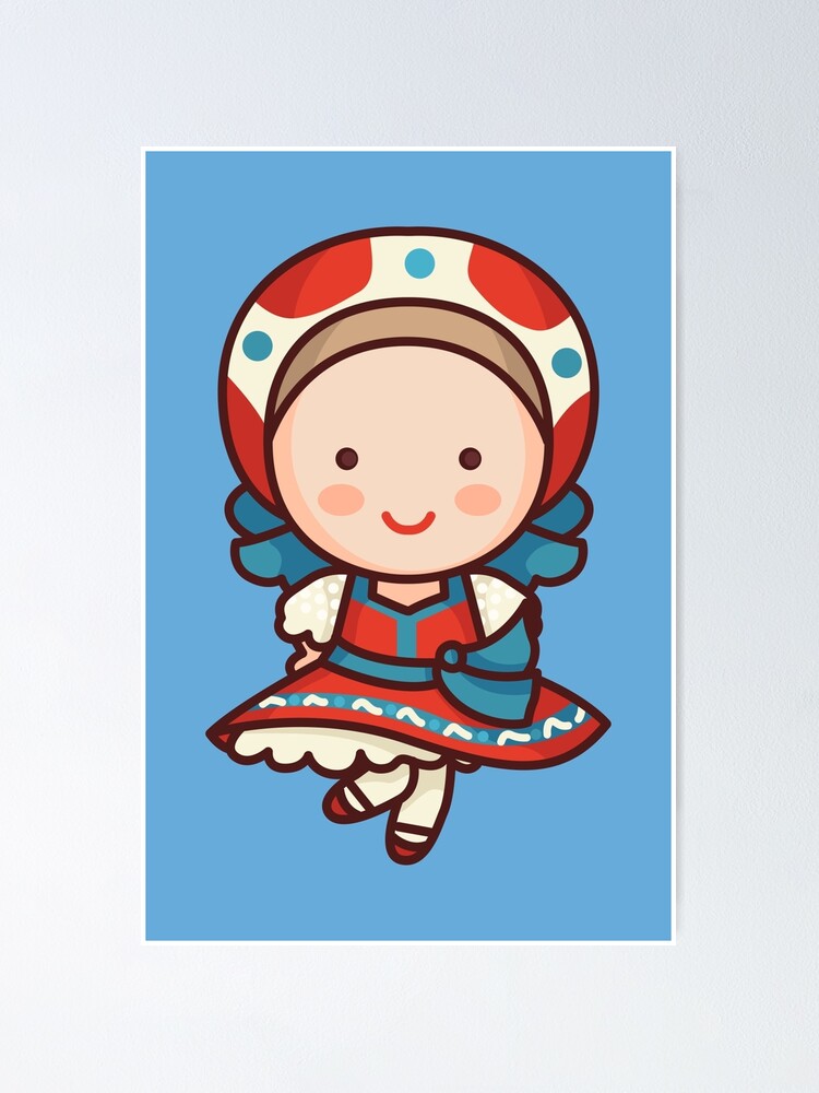 "Kawaii Cute Traditional Russian Dancer Girl Cartoon" Poster for Sale ...