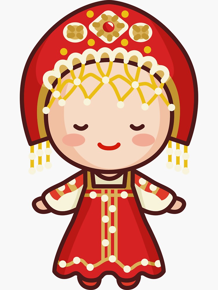 Pegatina «Dibujos animados de novia rusa tradicional linda kawaii» de ...