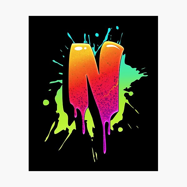 "Graffiti Letters N Letter Colorful Paint Splash Style" Photographic ...
