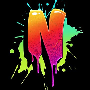 "Graffiti Letters N Letter Colorful Paint Splash Style" Sticker for ...