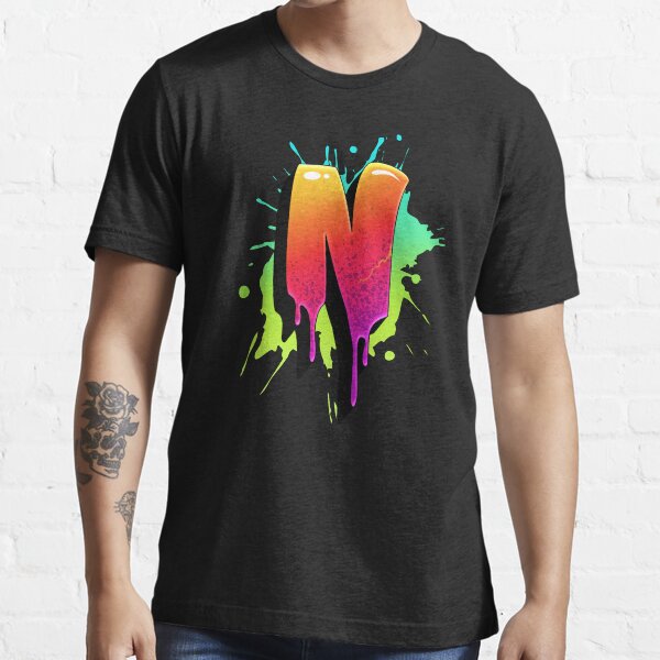 "Graffiti Letters N Letter Colorful Paint Splash Style" T-shirt for ...