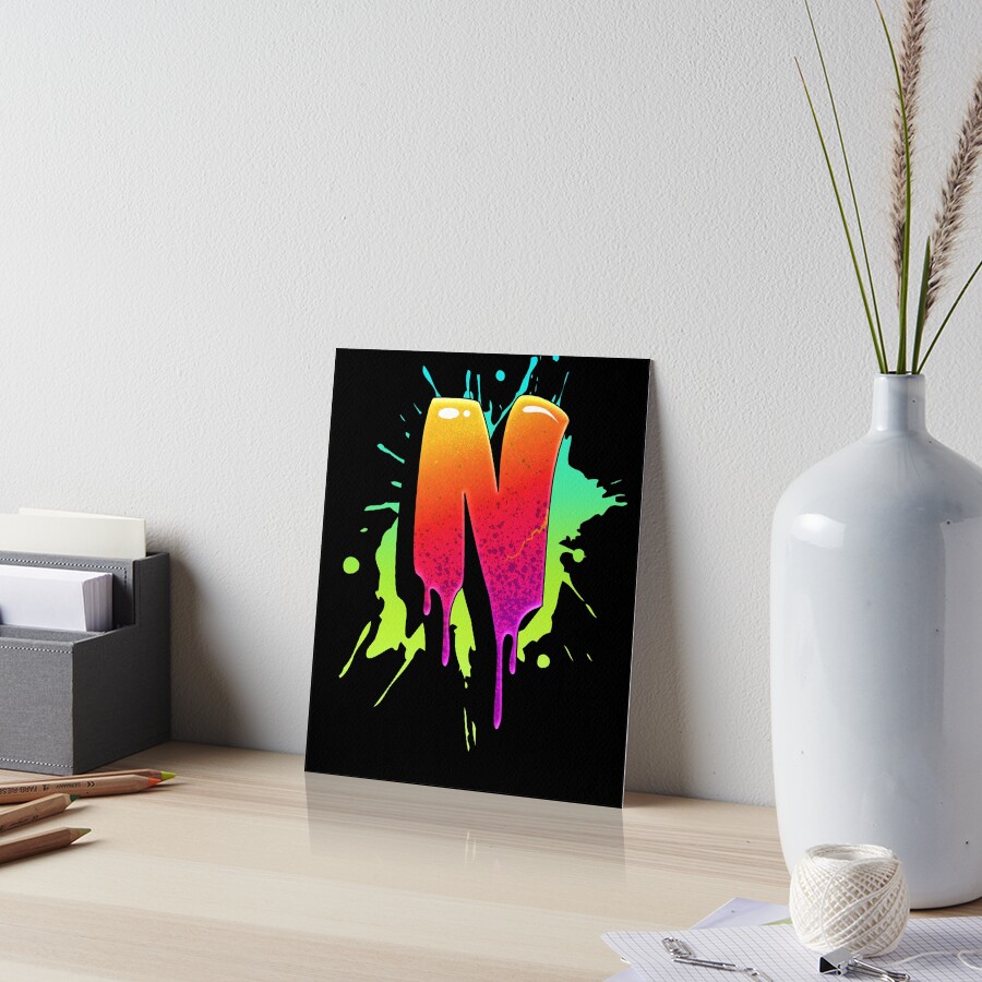 "Graffiti Letters N Letter Colorful Paint Splash Style" Art Board Print ...