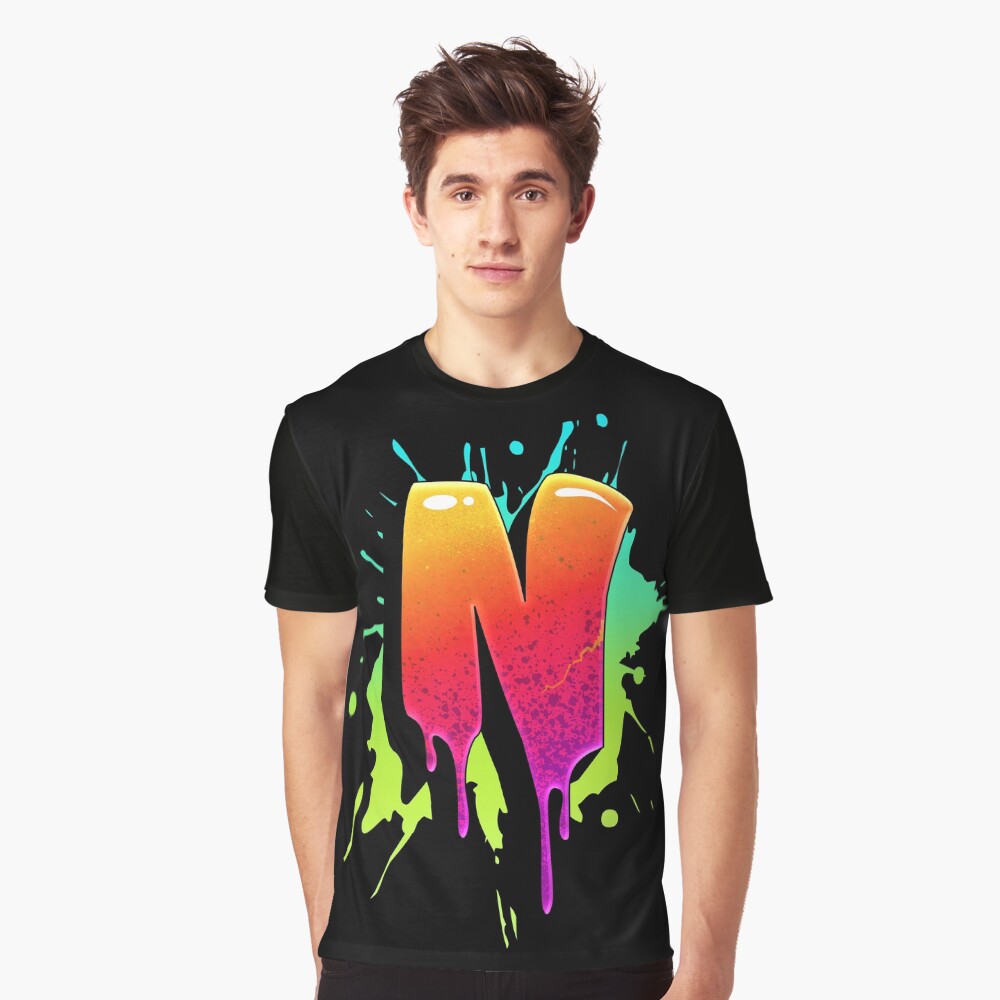 "Graffiti Letters N Letter Colorful Paint Splash Style" Sticker for ...