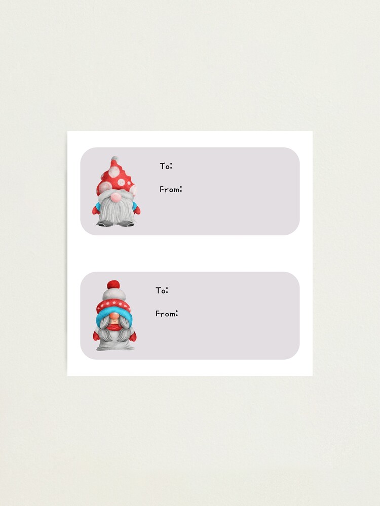 "Cute Watercolor Gnomes Christmas Present Labels Holiday Gift Tags ...