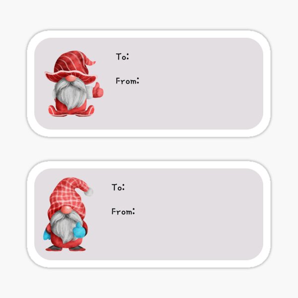 "Cute Watercolor Gnomes Christmas Present Labels Holiday Gift Tags ...
