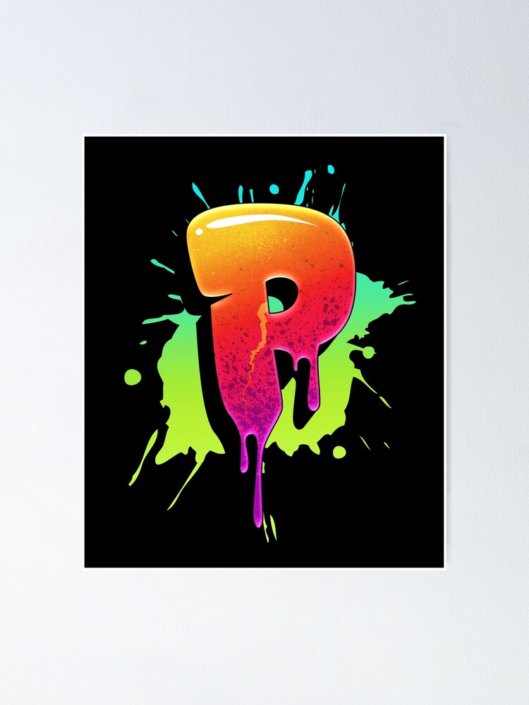 "Graffiti Letters P Letter Colorful Paint Splash Style" Poster for Sale ...