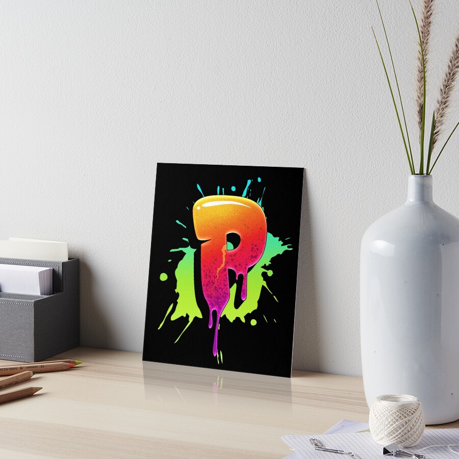 "Graffiti Letters P Letter Colorful Paint Splash Style" Art Board Print ...