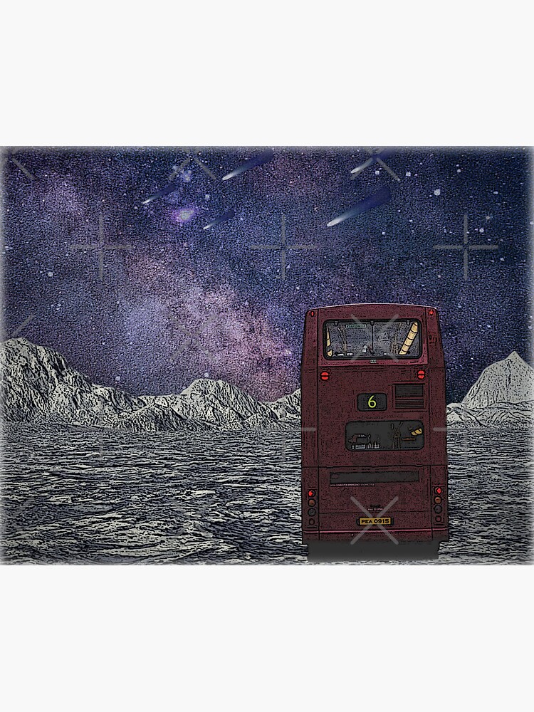"London bus goes to the moon" Sticker for Sale by print-et-al | Redbubble