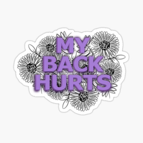 "MY BACK HURTS." Sticker for Sale by lynserin | Redbubble